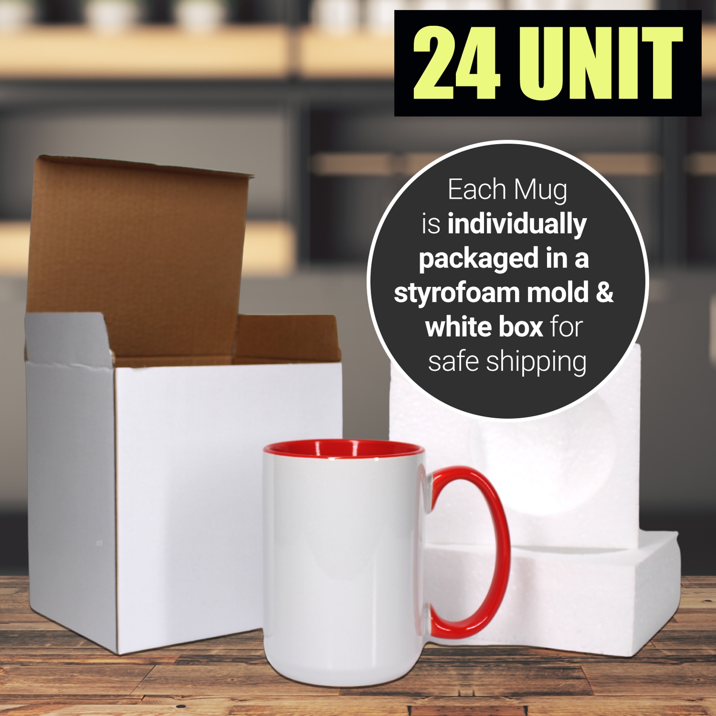 24 Pack-15 once White sublimation mugs inner color RED and handle with – SDN SUBLIMATION