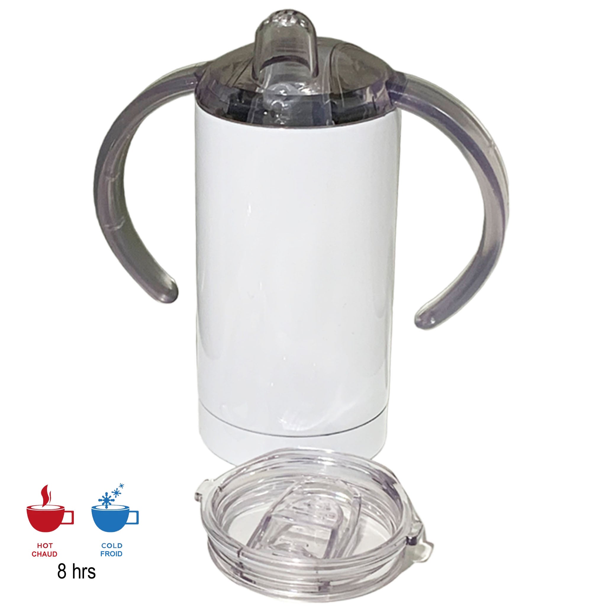 (25 PACK) -Sublimation Sippy Cup 12oz with 2 LIDS White Stainless Stee