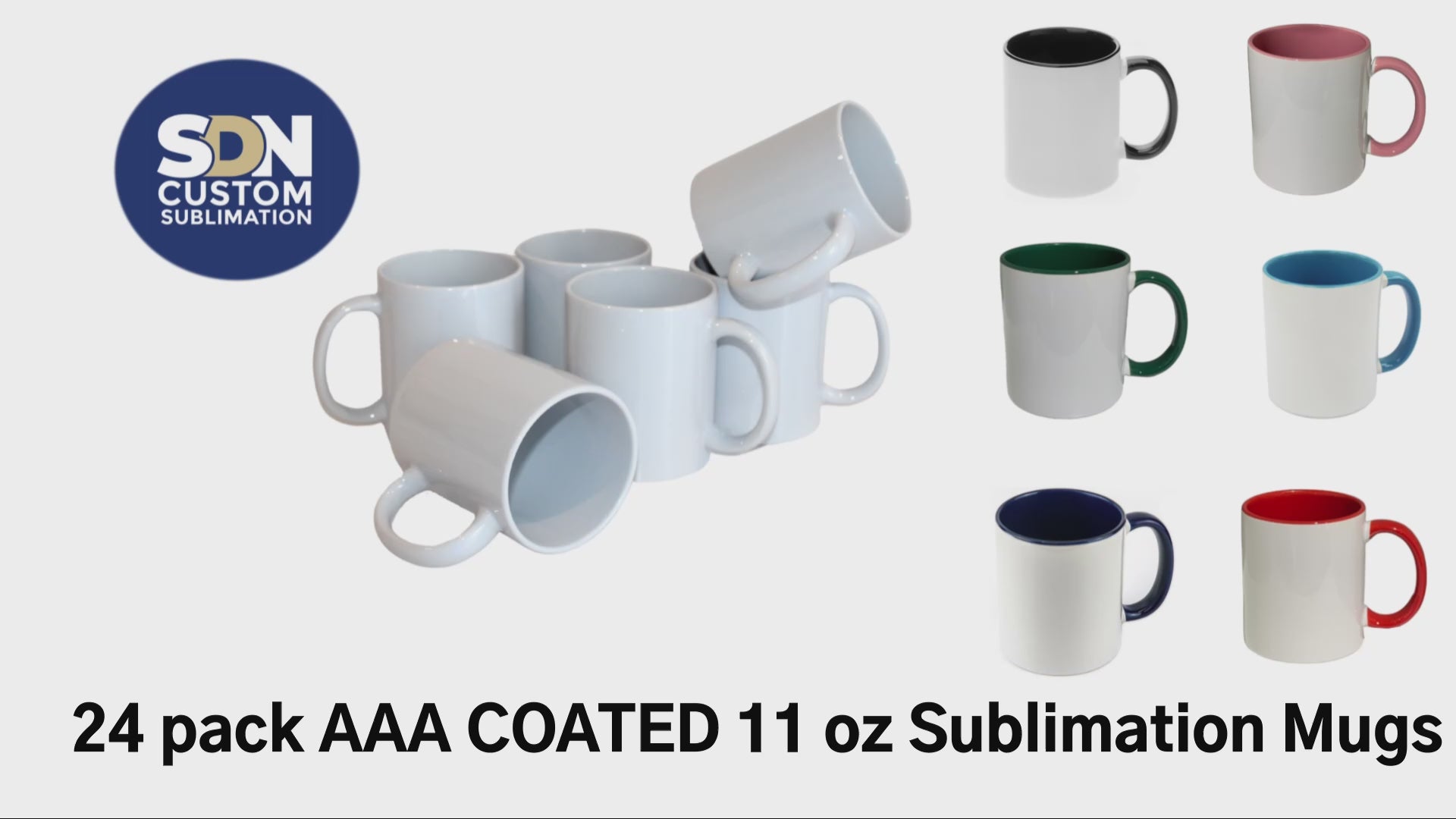24 Pack-11 once White sublimation mugs inner color RED and handle with