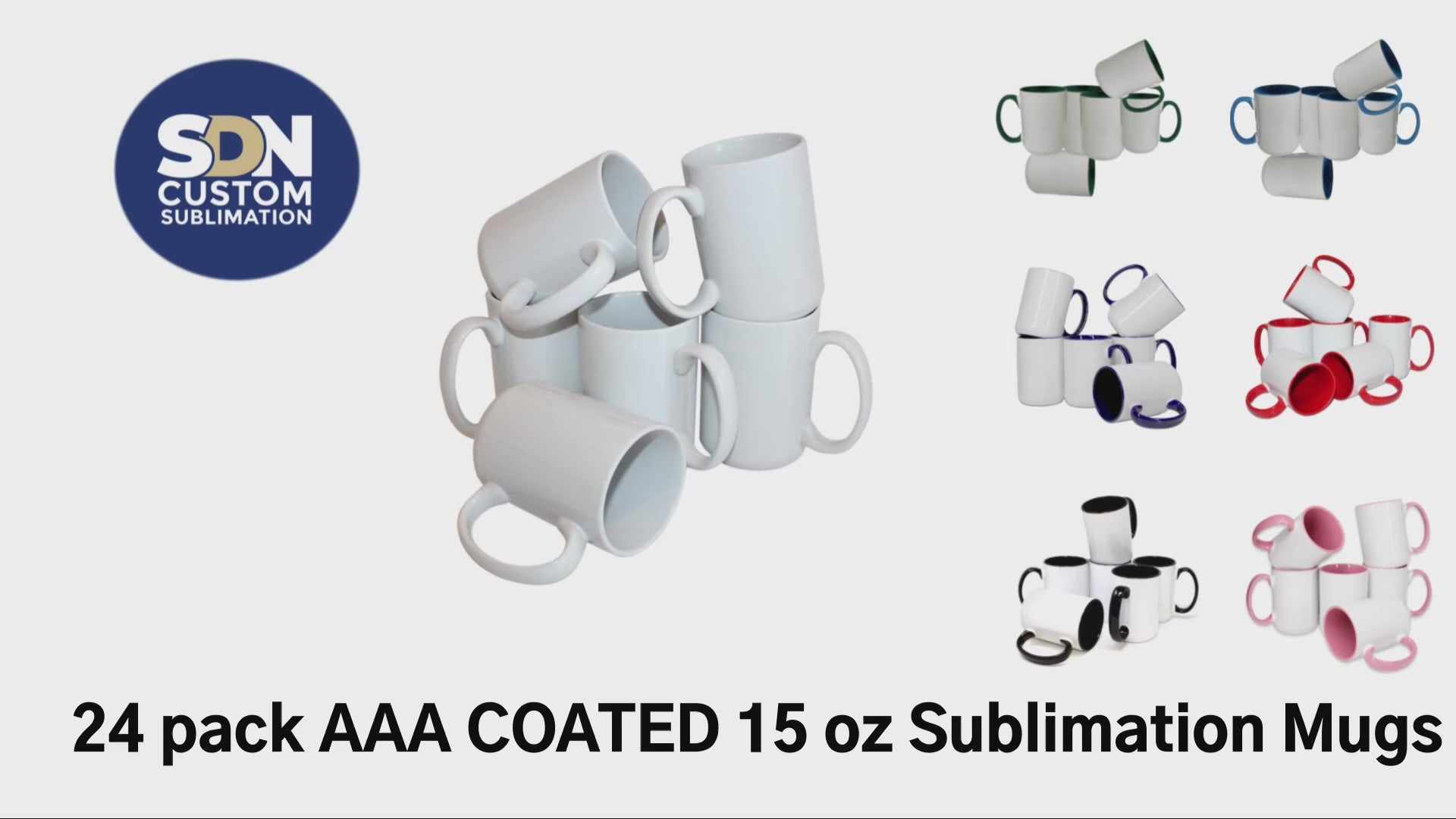 24 Pack-15 once White sublimation mugs inner color PINK and handle wit ...