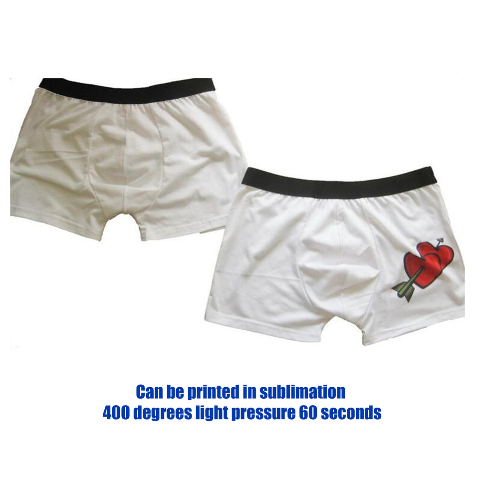 (5 PACK)-Sublimation boxers white 95% polyester 5% spandex soft cotton ...